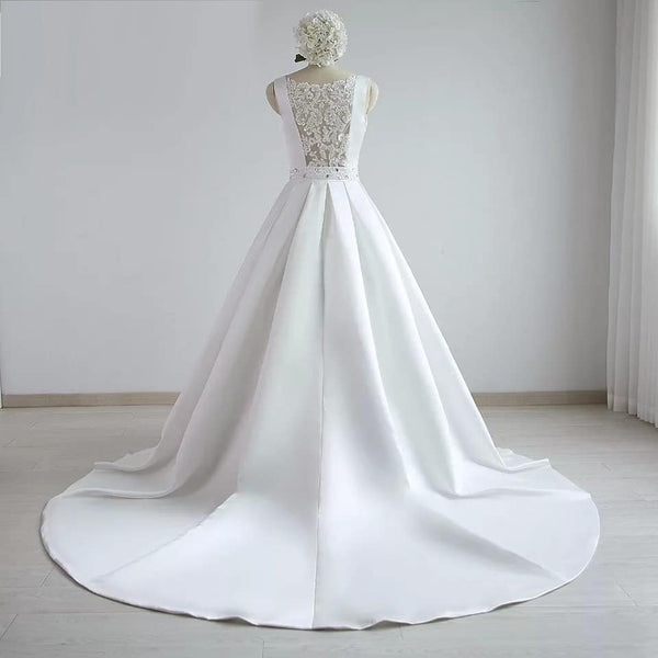 Ball Gown Illusion Back Wedding Dress – misaislestyle