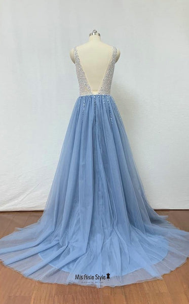 Handmade Beaded Low Back Prom Dress – misaislestyle